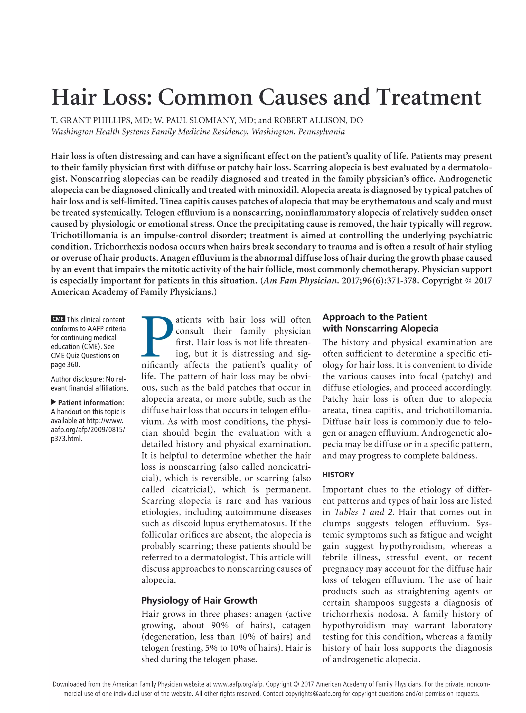 Hair loss common causes and treatment | PDF