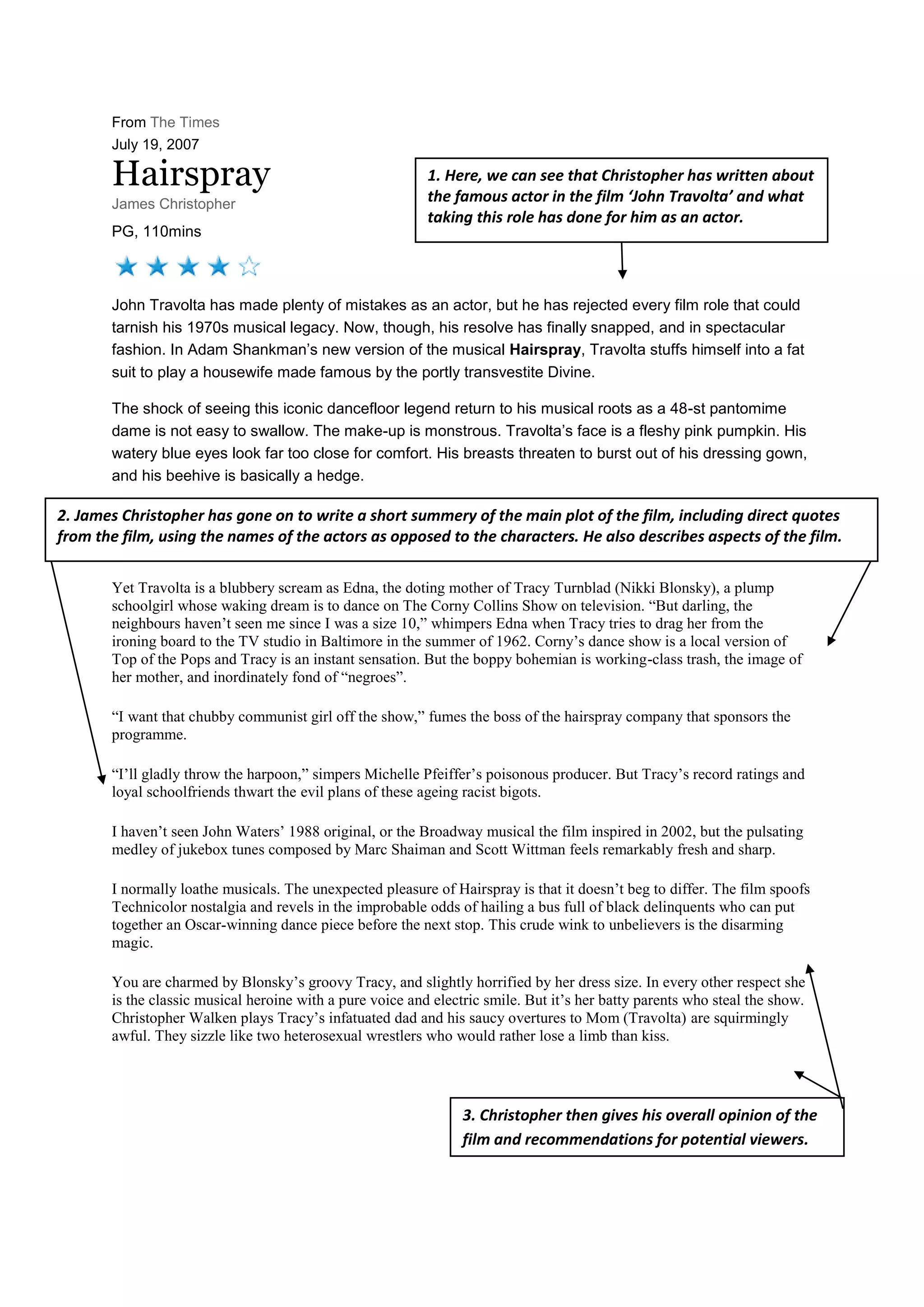 Hairspray review analysis | DOCX