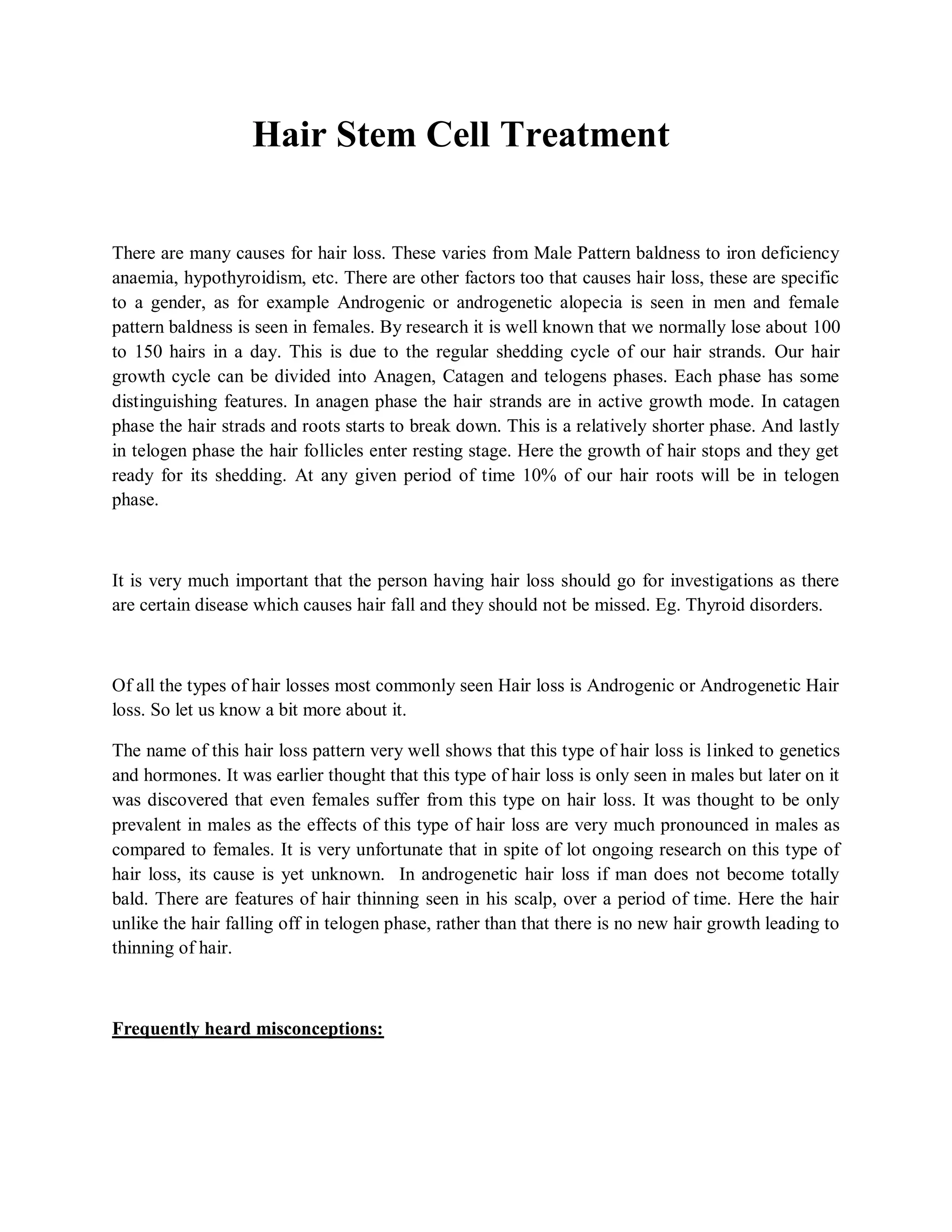 Hair Stem Cell Treatment | PDF