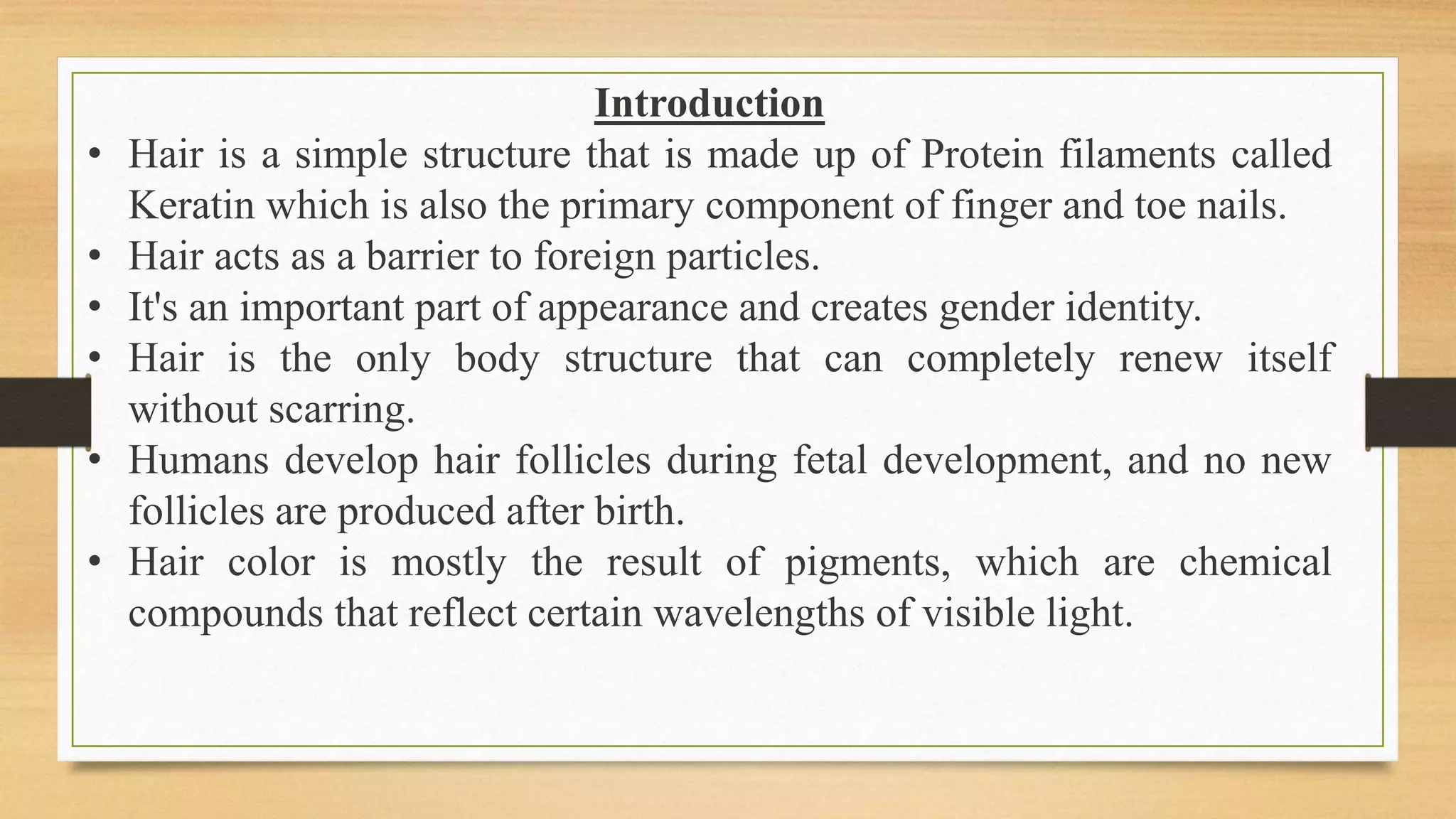 Hair structure and hair growth cycle | PPTX
