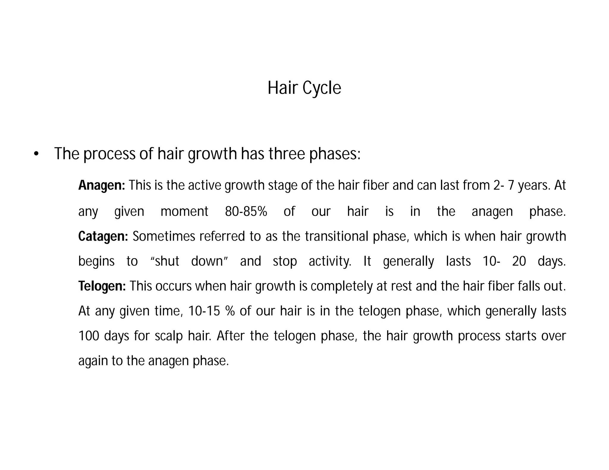 Hair Structure And Hair Growth Cycle Ppt