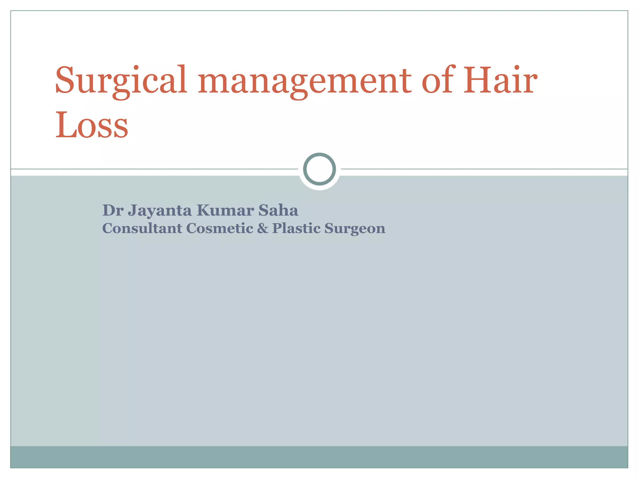 Hair Transplant Surgeon in Kolkata | Dr. Jayanta Kumar Saha | PPT
