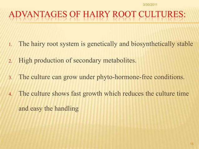 Hairy root cell culture | PPTX | Gardening | Home & Garden