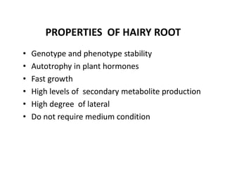 Hairy root culture, multiple shoot culture , | PPTX