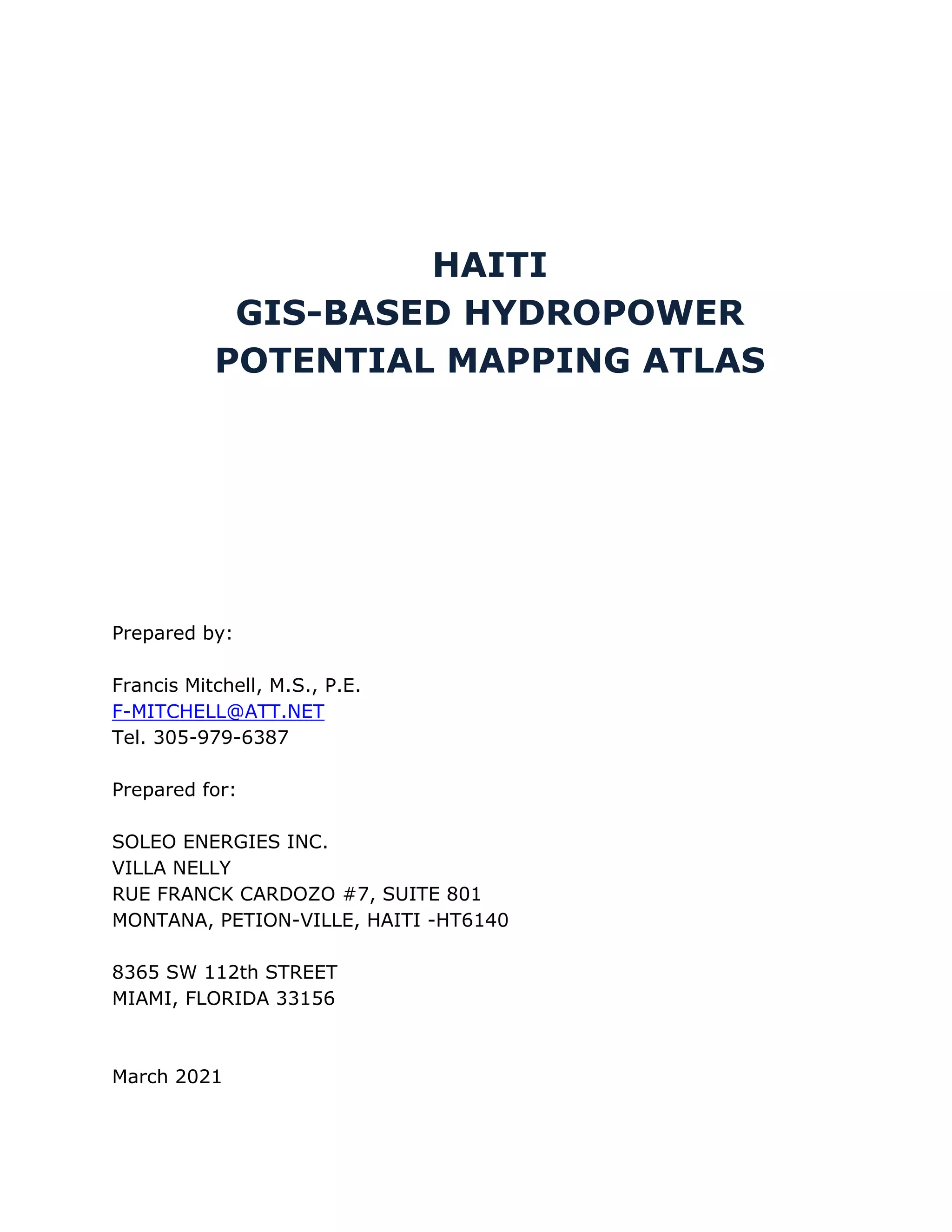 Haiti GIS-Based Hydropower Potential Mapping Atlas | PDF