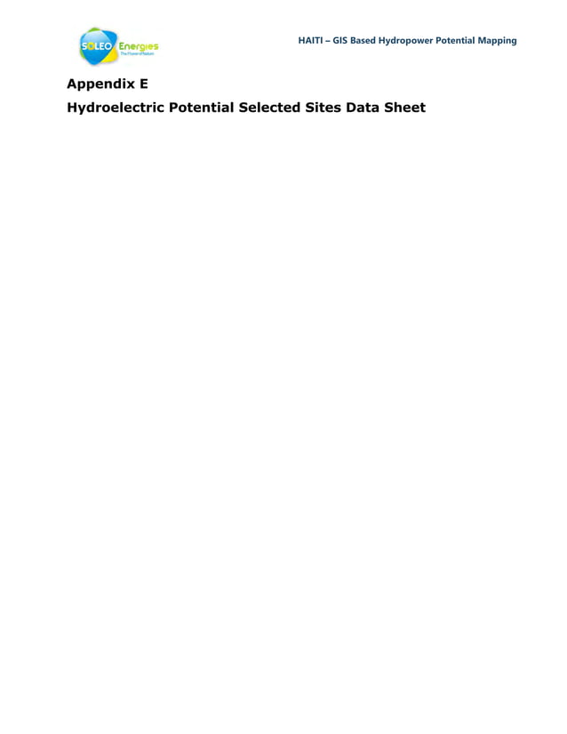 Haiti hydropower potential-Appendix-E-1 | PDF