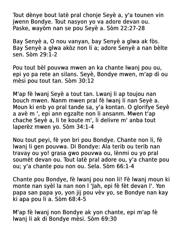 Haitian Creole Praise Worship Thanksgiving Tract | PDF