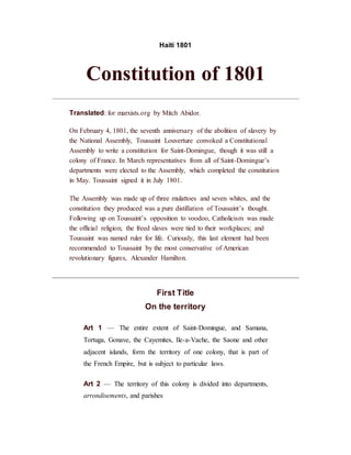 Haiticonst1801 | DOC | Marriage and Civil Unions | Family and Relationships