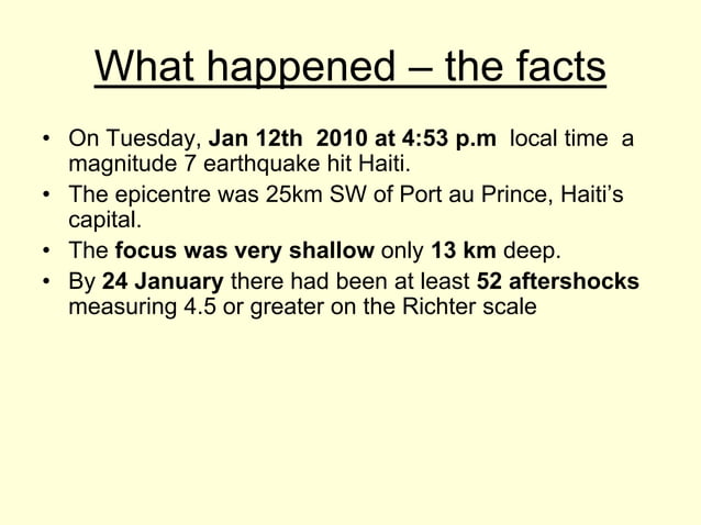 Haiti earthquake yr7 | PPT