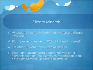 Haiway's silicate and non silicate mineral presentation | PPTX