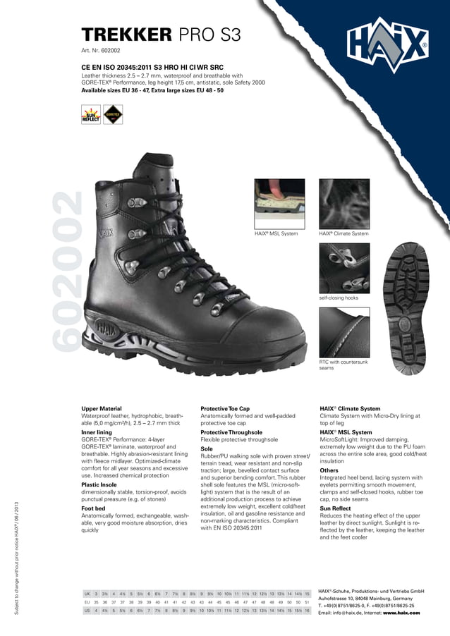 Haix Trekker Pro S3 Waterproof Gore-Tex Safety Boots | PDF