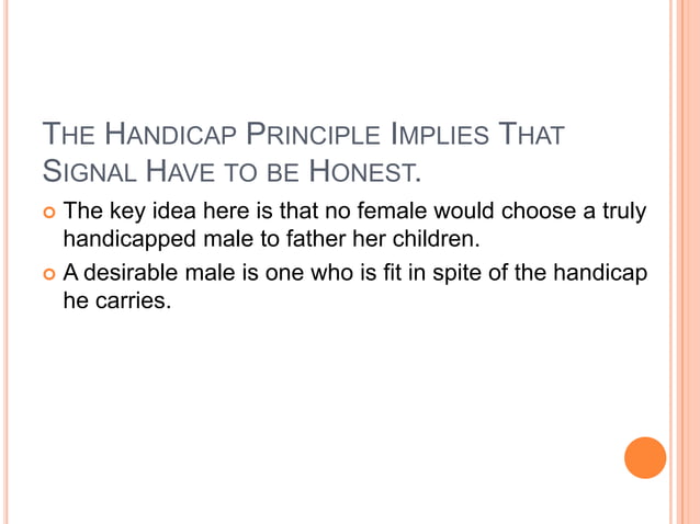 Zahavi's handicap principle | PPTX