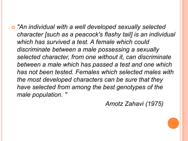Zahavi's handicap principle | PPTX