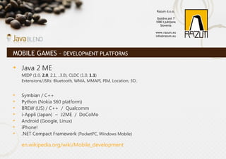 [Hajdukovic] Developing J2ME games for mobile phones | PPT