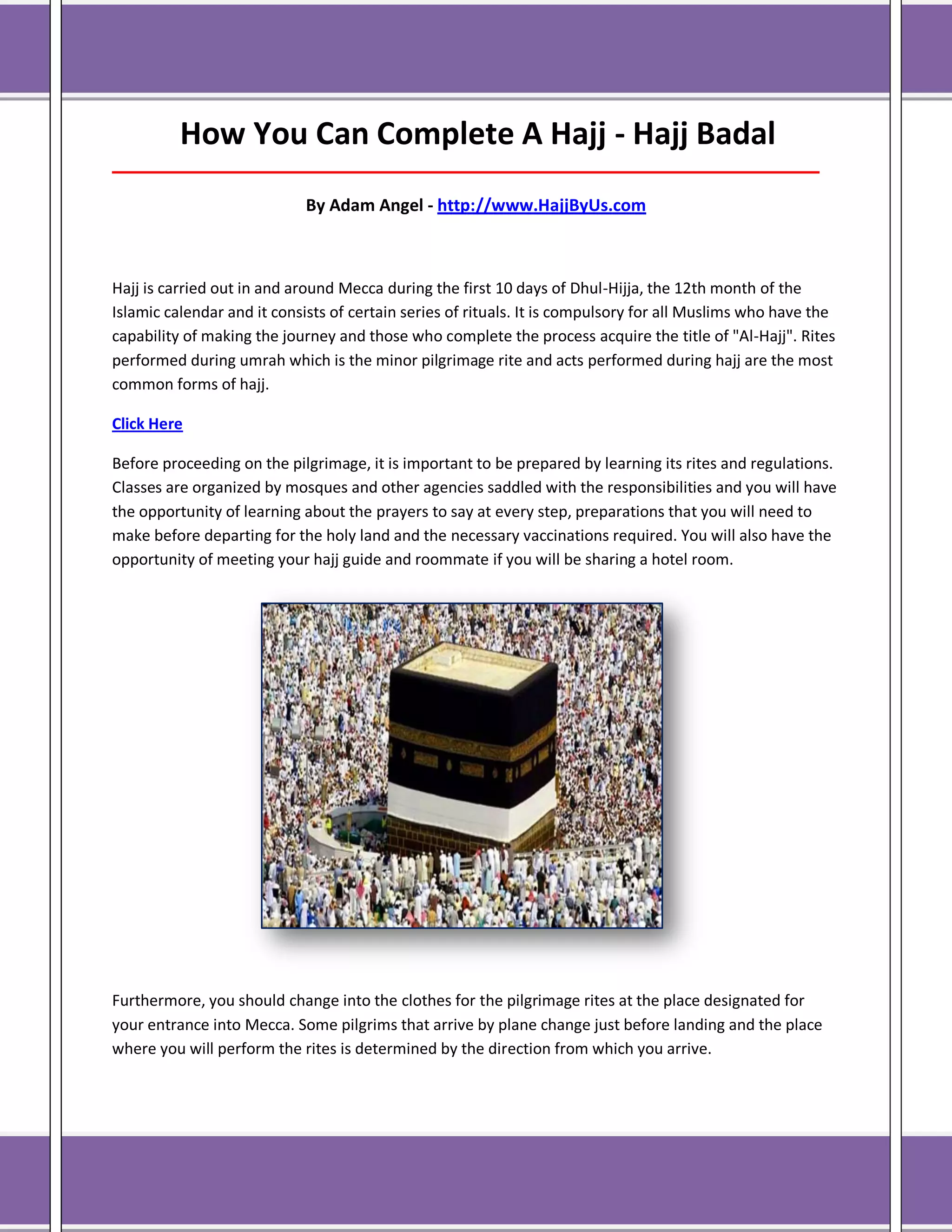 Hajj badal | PDF