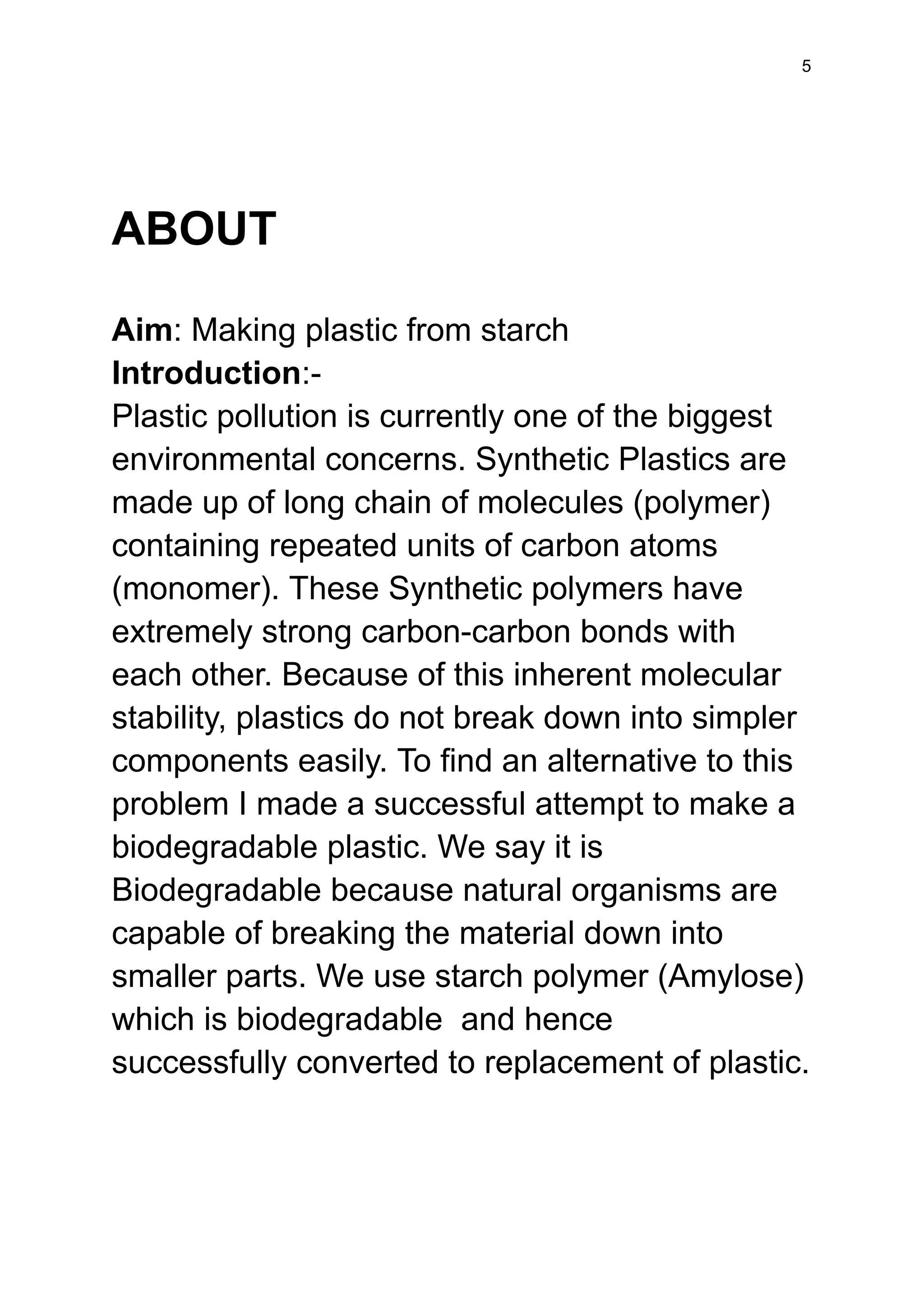 Making plastic from starch | PDF