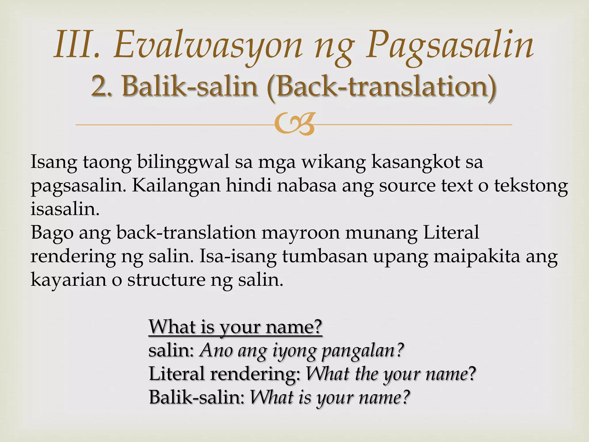 Hakbang-hakbang na Yugto ng Pagsasalin | PPTX