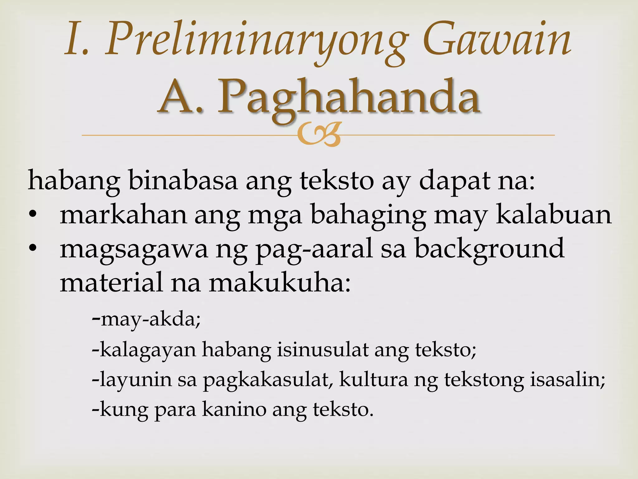 Hakbang-hakbang na Yugto ng Pagsasalin | PPTX