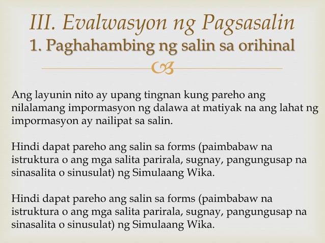 Hakbang-hakbang na Yugto ng Pagsasalin | PPTX