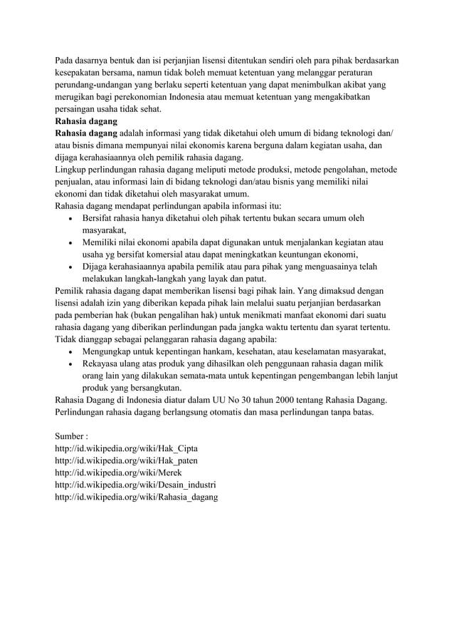 Hak cipta, hak paten, merek, desain industri, dan dagang2 | DOCX