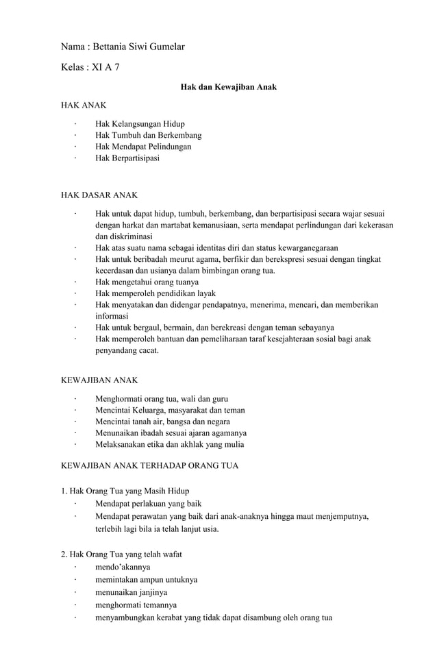 Hak dan kewajiban anak | DOCX