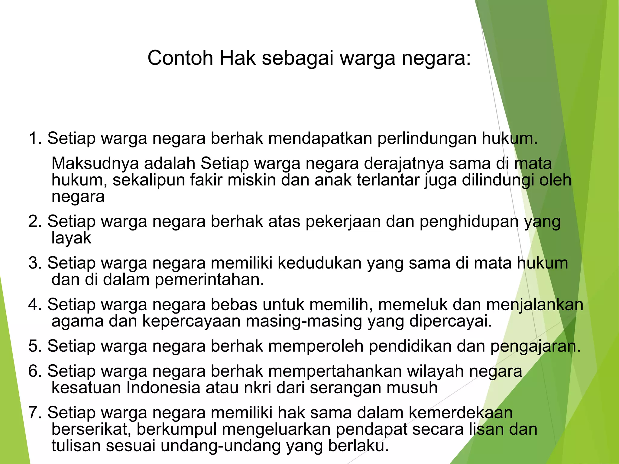 Hak dan kewajiban warga negara indonesia | PPT