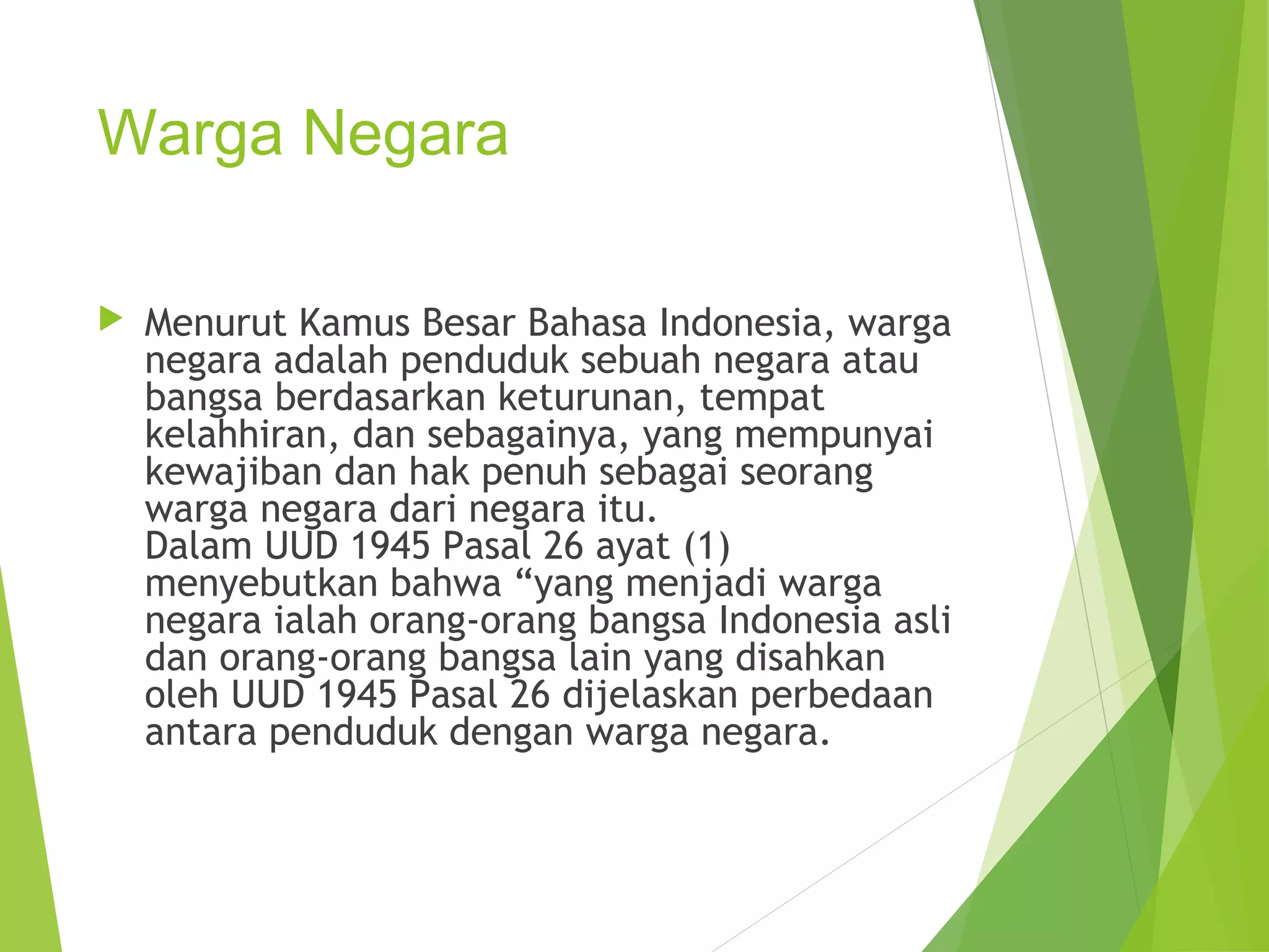 Hak dan kewajiban warga negara indonesia | PPT