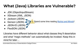 Automated Discovery of Deserialization Gadget Chains | PPT