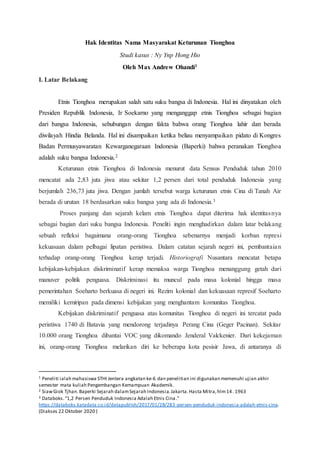 Hak identitas nama masyarakat keturunan tionghoa studi kasus ynp hong ...