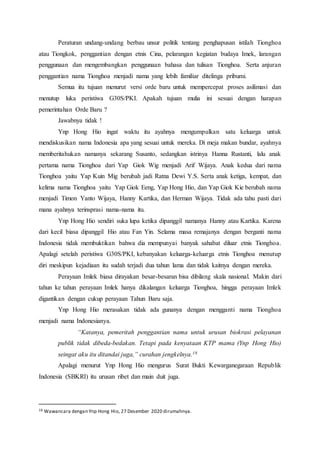 Hak identitas nama masyarakat keturunan tionghoa studi kasus ynp hong ...