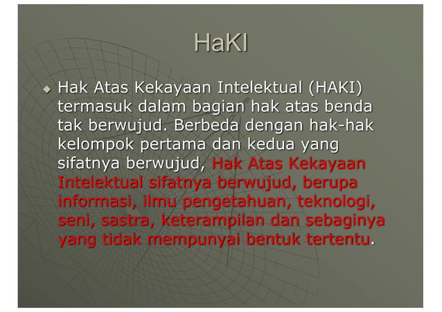 Ha ki (hak kekayaan intelektual) | PPT