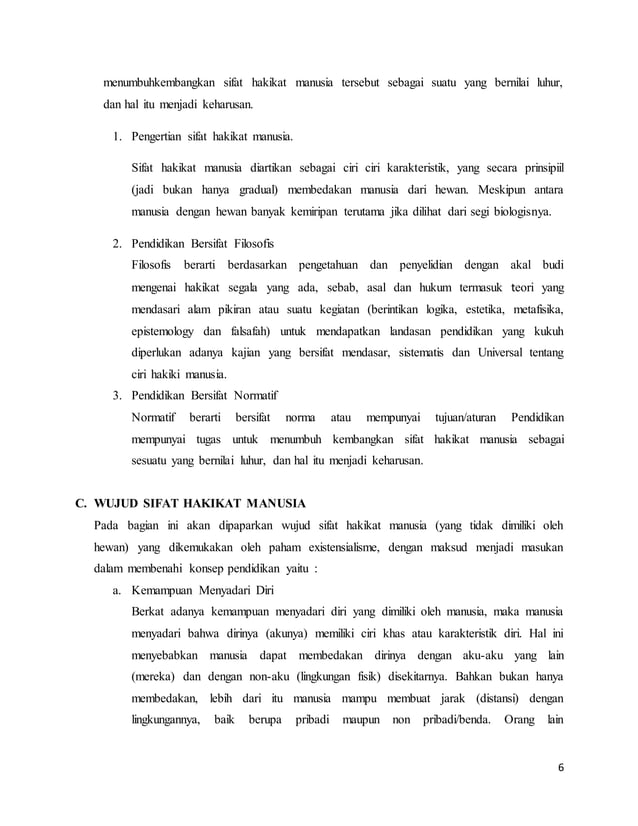 Hakikat manusia dan pengembangan | DOCX
