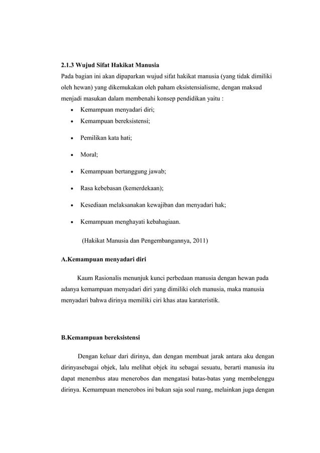 Hakikat manusia dan pengembangannya | DOC