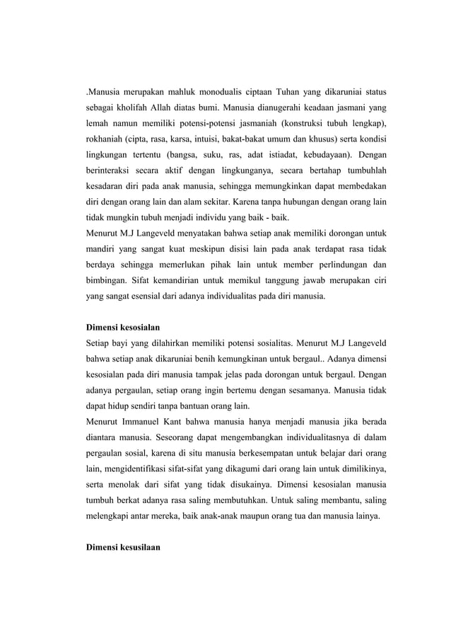 Hakikat manusia dan pengembangannya | DOC