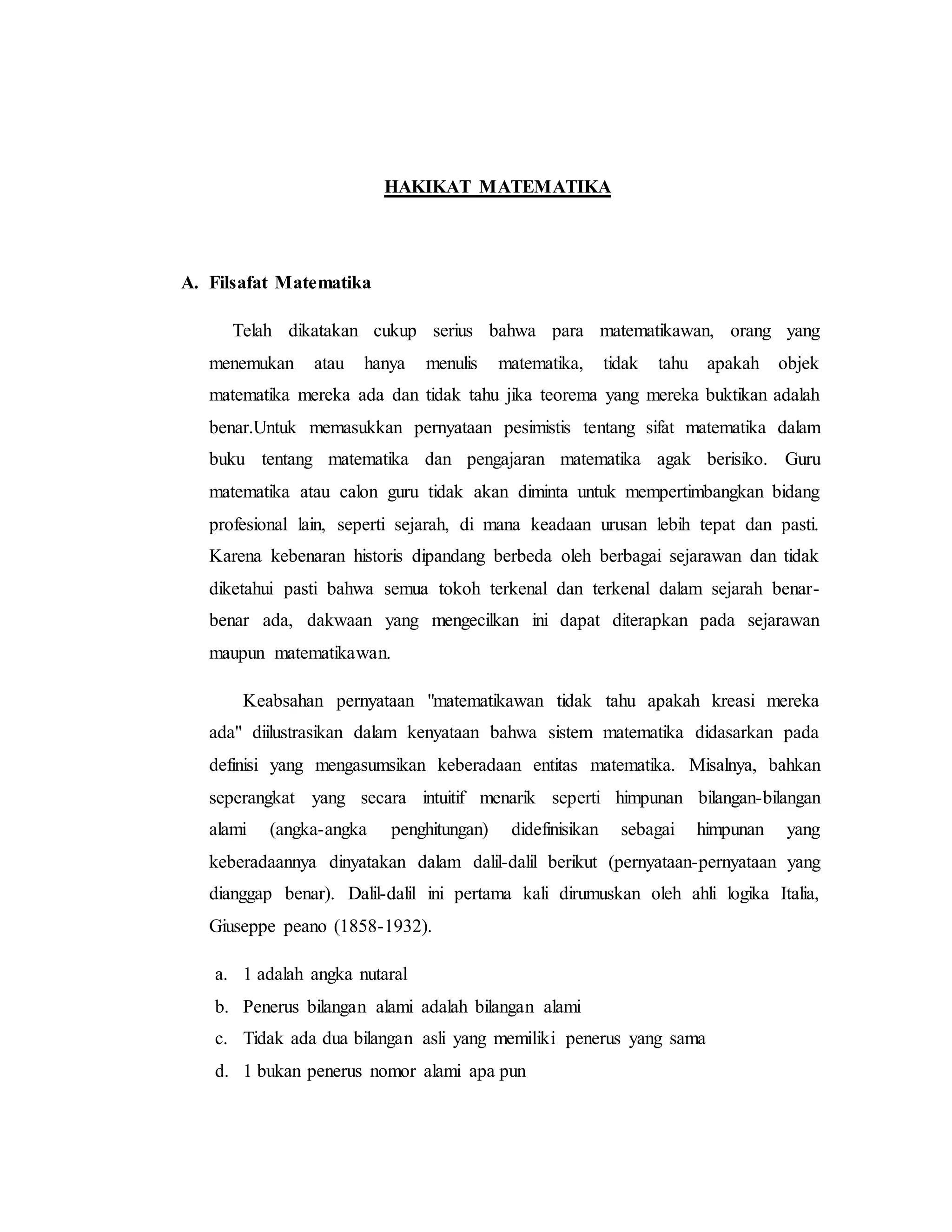 Hakikat matematika | PDF