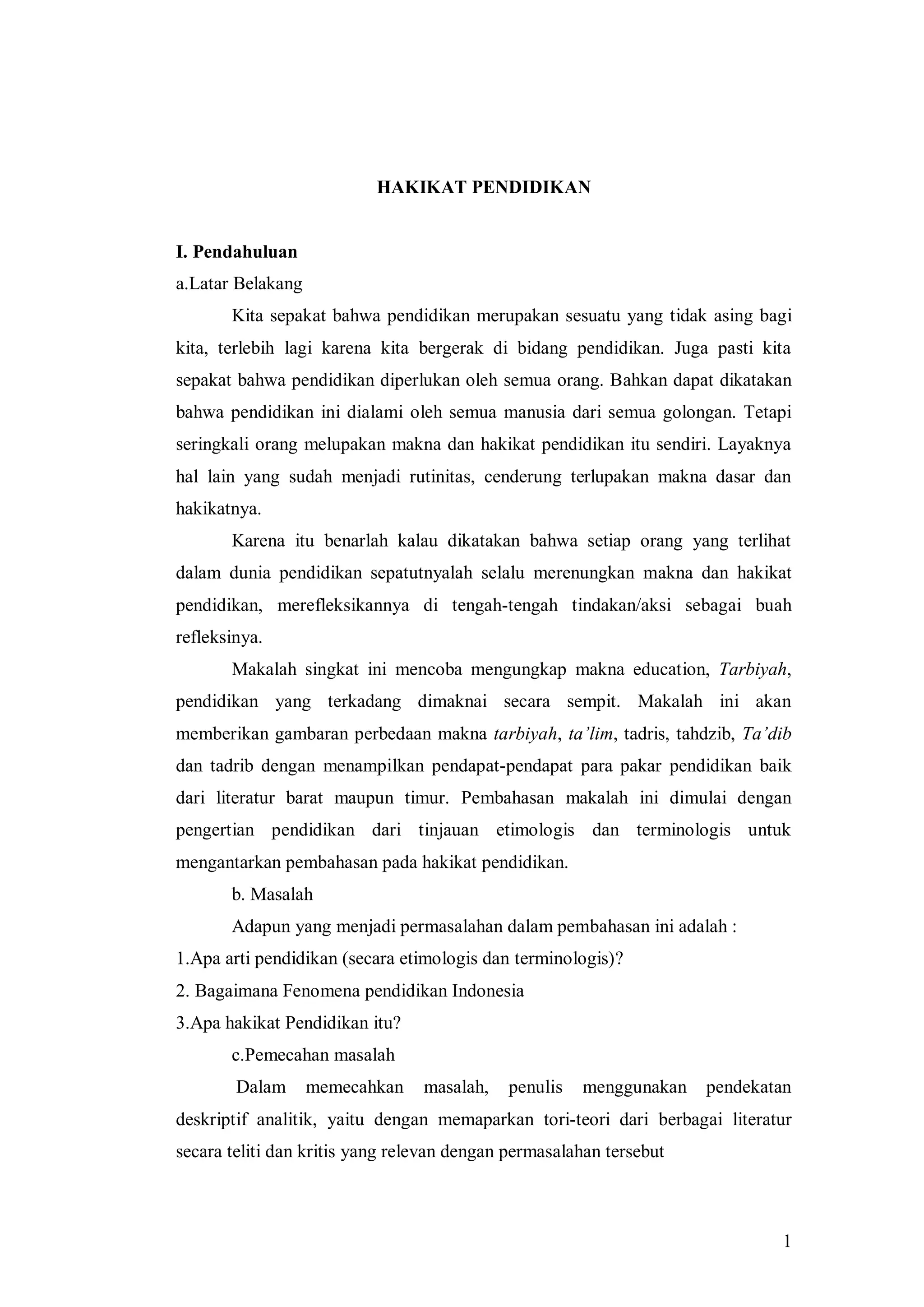 Hakikat pendidikan | PDF