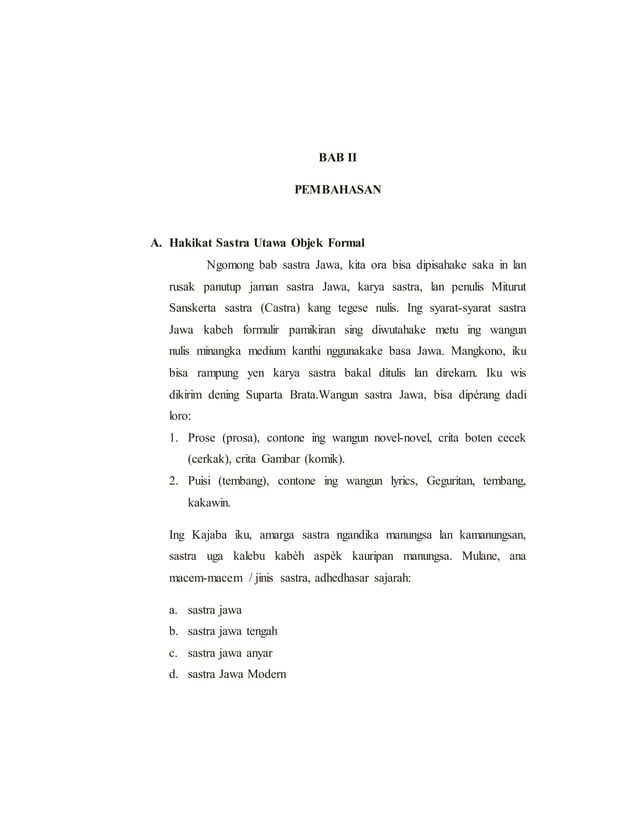 Hakikat sastra utawa objek formal | PDF