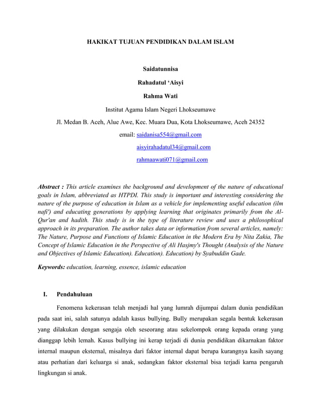 HAKIKAT TUJUAN PENDIDIKAN DALAM ISLAM.docx