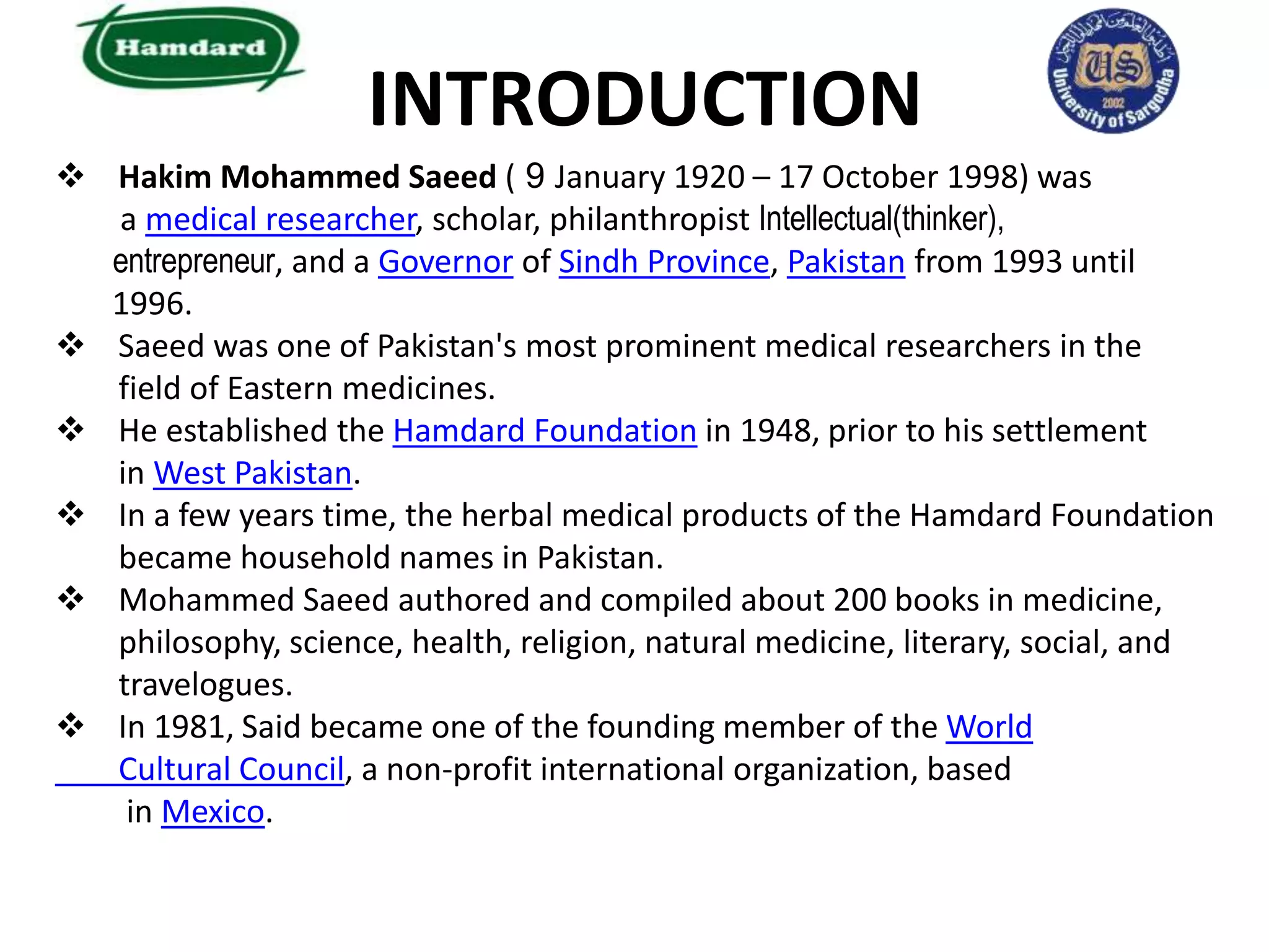 Hakim muhammad saeed | PPTX