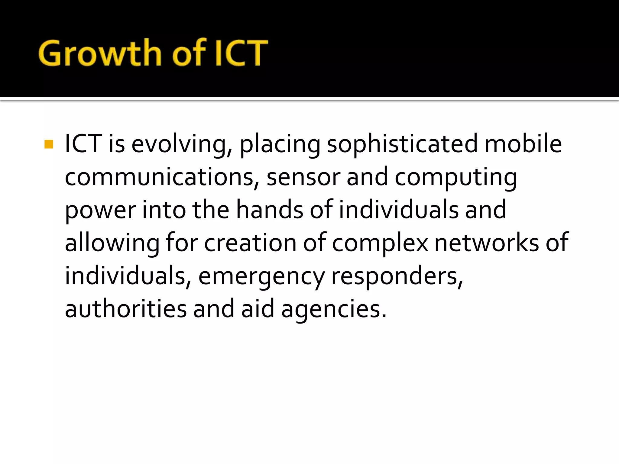 The Human Factor in ICT for For Disaster Warning and Response | PPT
