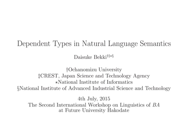 Dependent Types in Natural Language Semantics | PDF