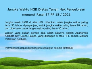 Prosedur Permohonan HGB Diatas Hak Pengelolaan | PPTX
