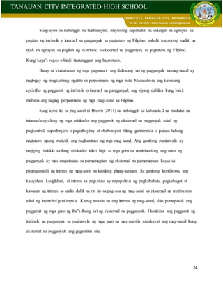 Intrinsik at Ekstrinsik: Pagganyak sa Mag-aaral Tungo sa Pagbuo ng ...