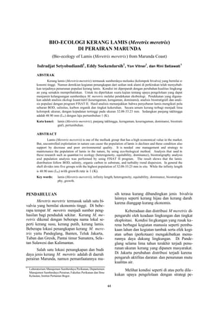 BIO-ECOLOGI KERANG LAMIS (Meretrix meretrix) DI PERAIRAN MARUNDA | PDF