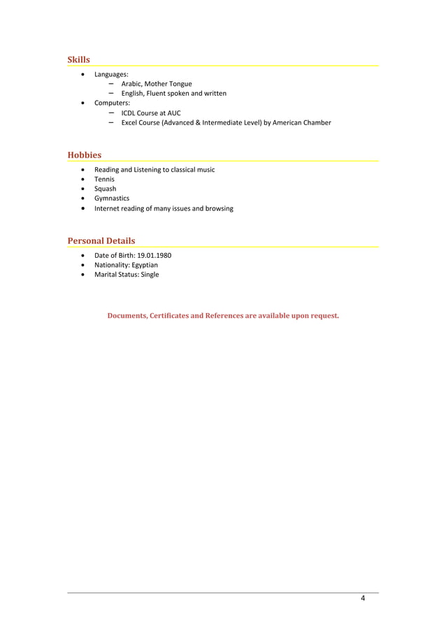 Hala Galal CV 2012 | PDF