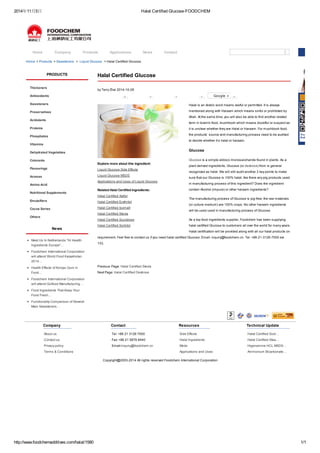 Halal certified glucose | PDF