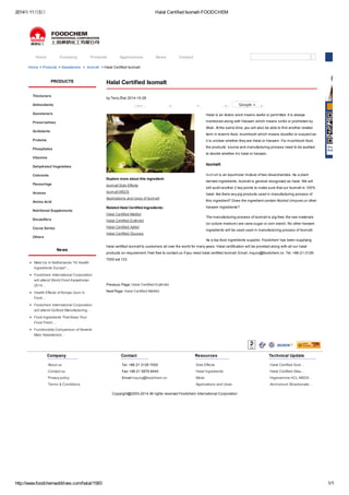 Halal certified isomalt | PDF