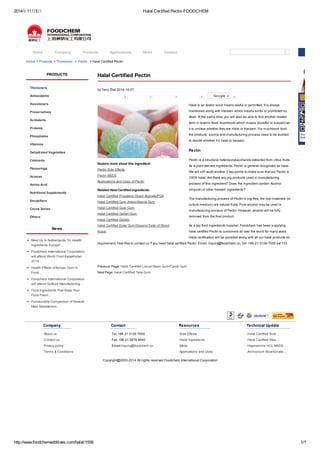 Halal certified pectin | PDF