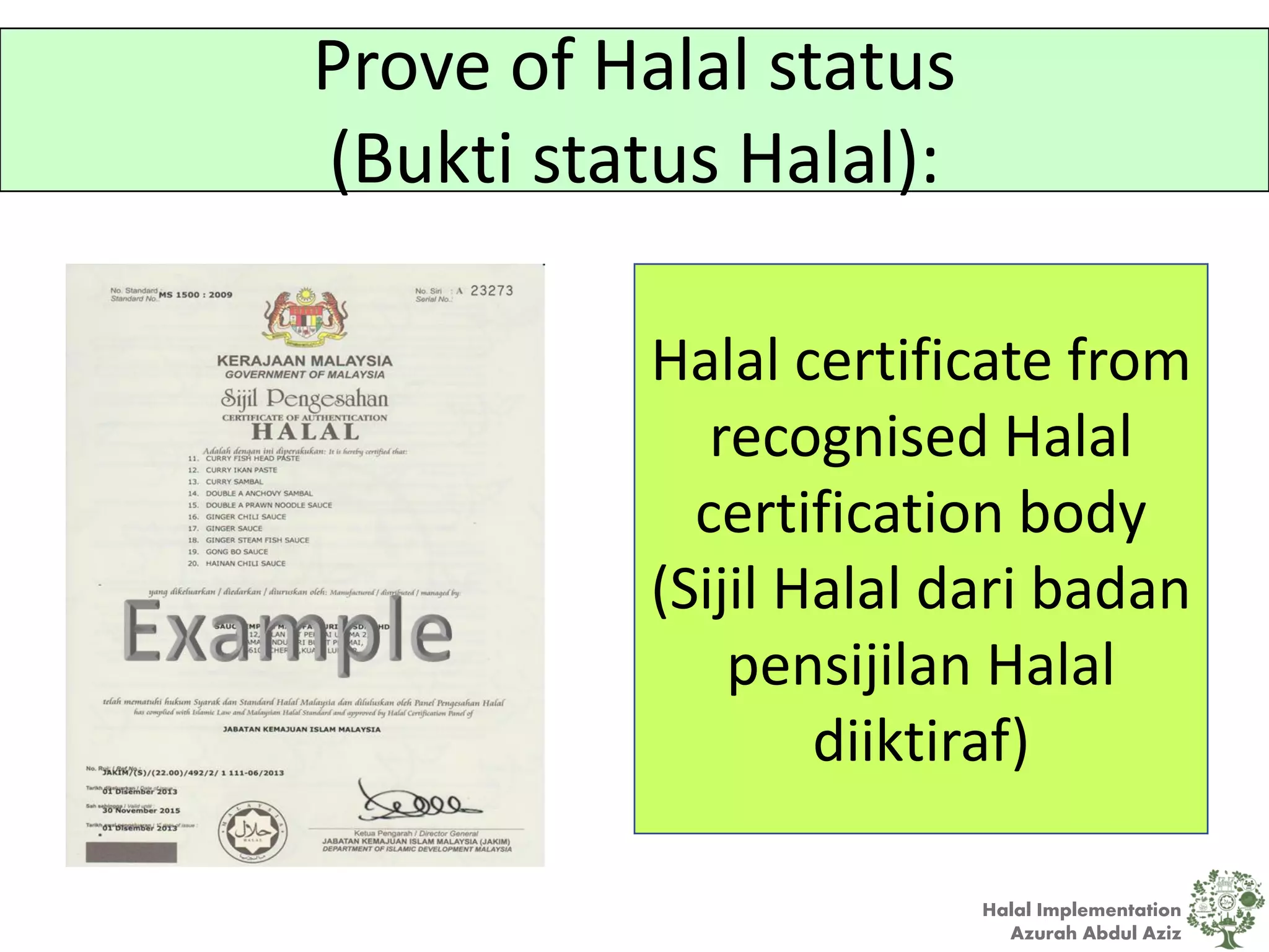 Halal ingredient - Manual Procedure for Malaysia Halal Certification | PDF