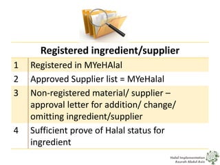 Halal ingredient - Manual Procedure for Malaysia Halal Certification | PDF